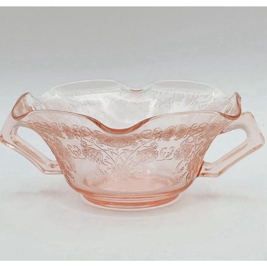 Vintage Hazel Atlas Florentine Poppy Pink Depression Glass Double ...
