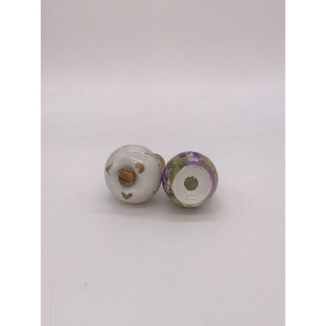 Vintage Hand Painted Purple and Pink Flowers 3 Salt & Pepper Shaker Set ...