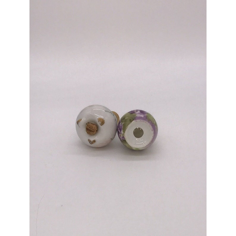 Vintage Hand Painted Purple and Pink Flowers 3 Salt & Pepper Shaker Set ...