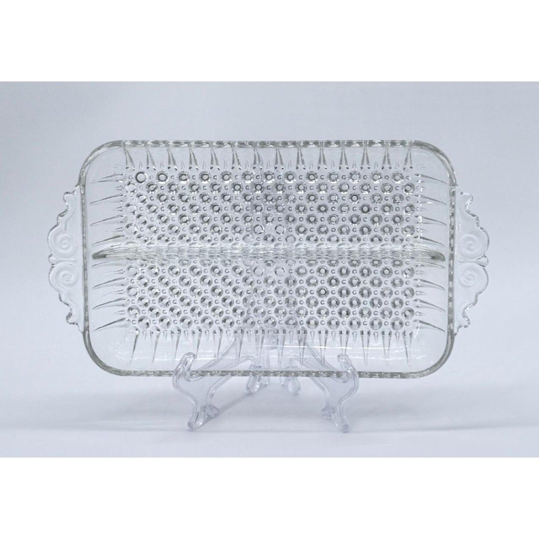 Vintage Anchor Hocking Clear Glass 2-part Divided Relish Dish With ...
