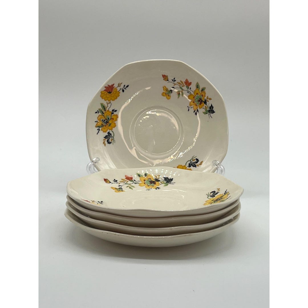 Homer Laughlin Bone China Saucers: 1960s Floral Set of 5 - Etsy