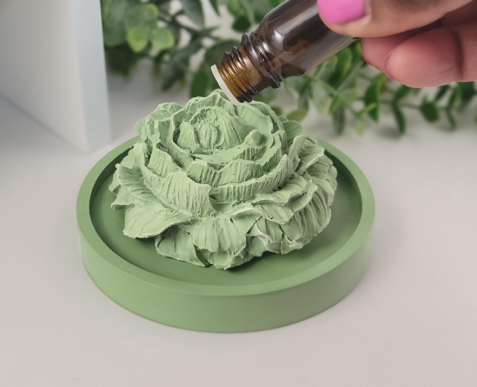 Green Peony Aroma Stone | Gypsum Aroma Stone| Handcrafted Home ...