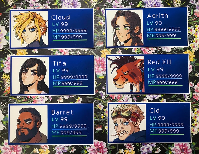 Classic Final Fantasy 7 Party Menu Portrait Vinyl Stickers - Etsy