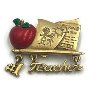 Number One Teacher Brooch Teacher Gift - Etsy