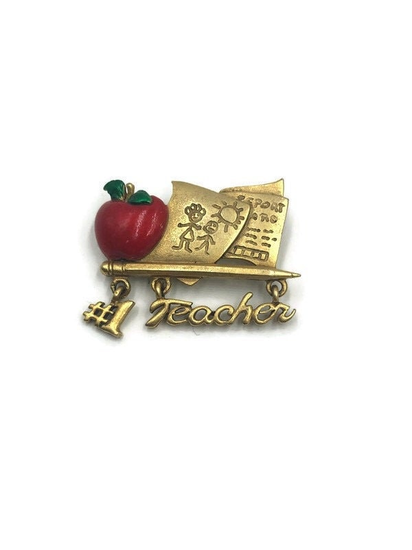 Number One Teacher Brooch Teacher Gift - Etsy