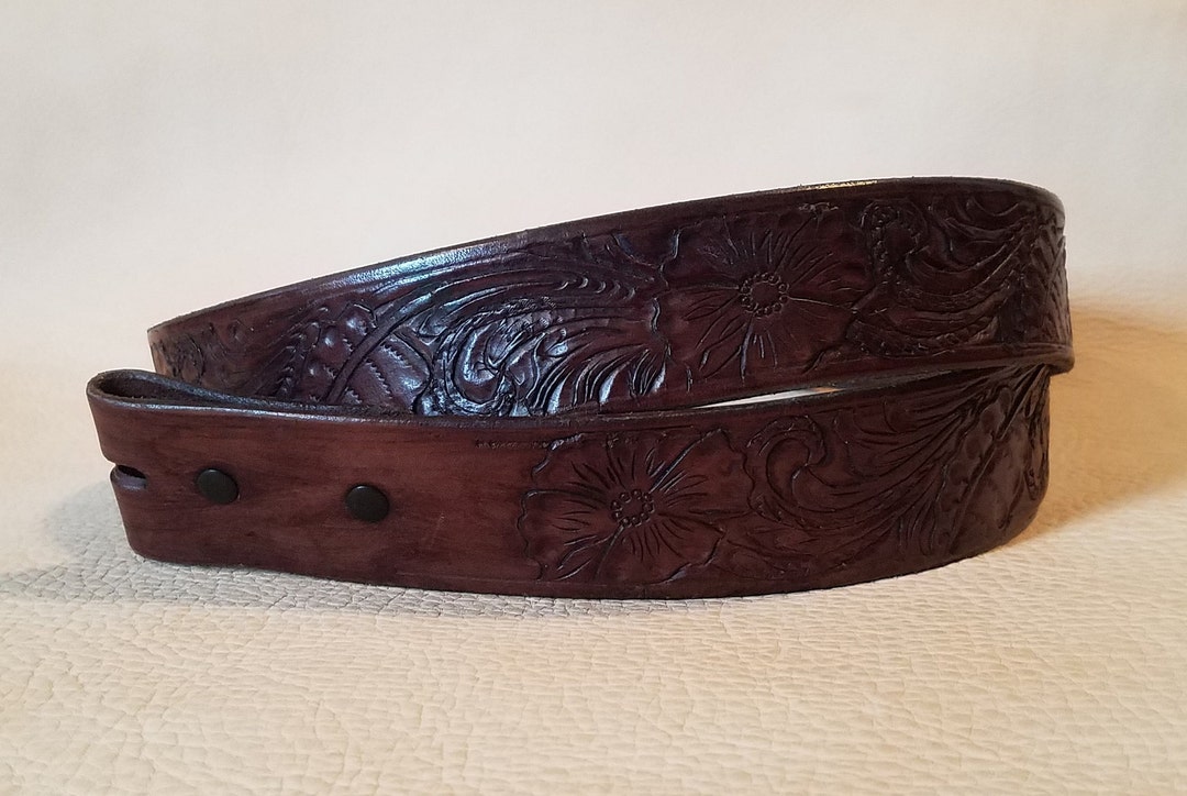 Hand Tooled Custom Belt With Floral Print - Etsy