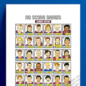 Hearts - No Score Draws Jambos Edition - A3 Print of 36 Hand-drawn ...