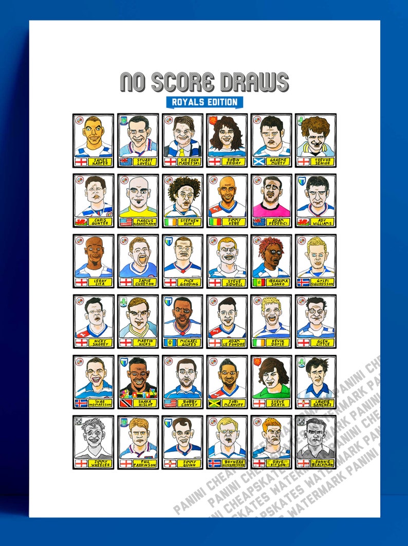 Reading No Score Draws Royals Edition A3 Print of 36 | Etsy UK