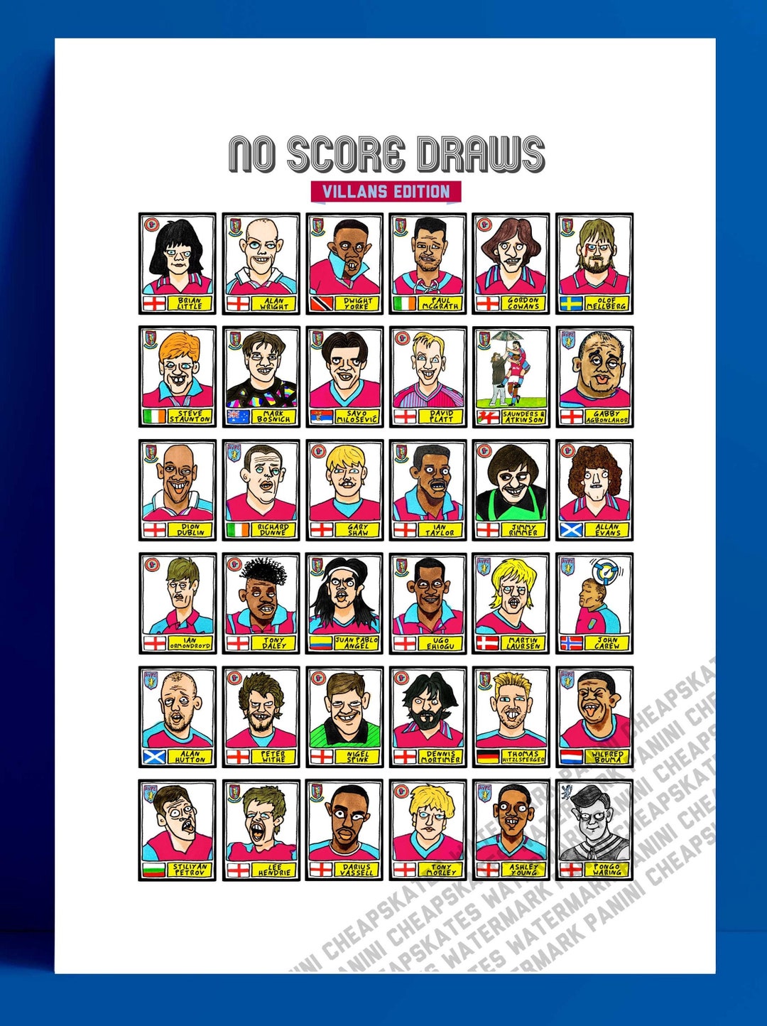 Aston Villa Icons - No Score Draws Villans Edition - A3 Print of 36 ...