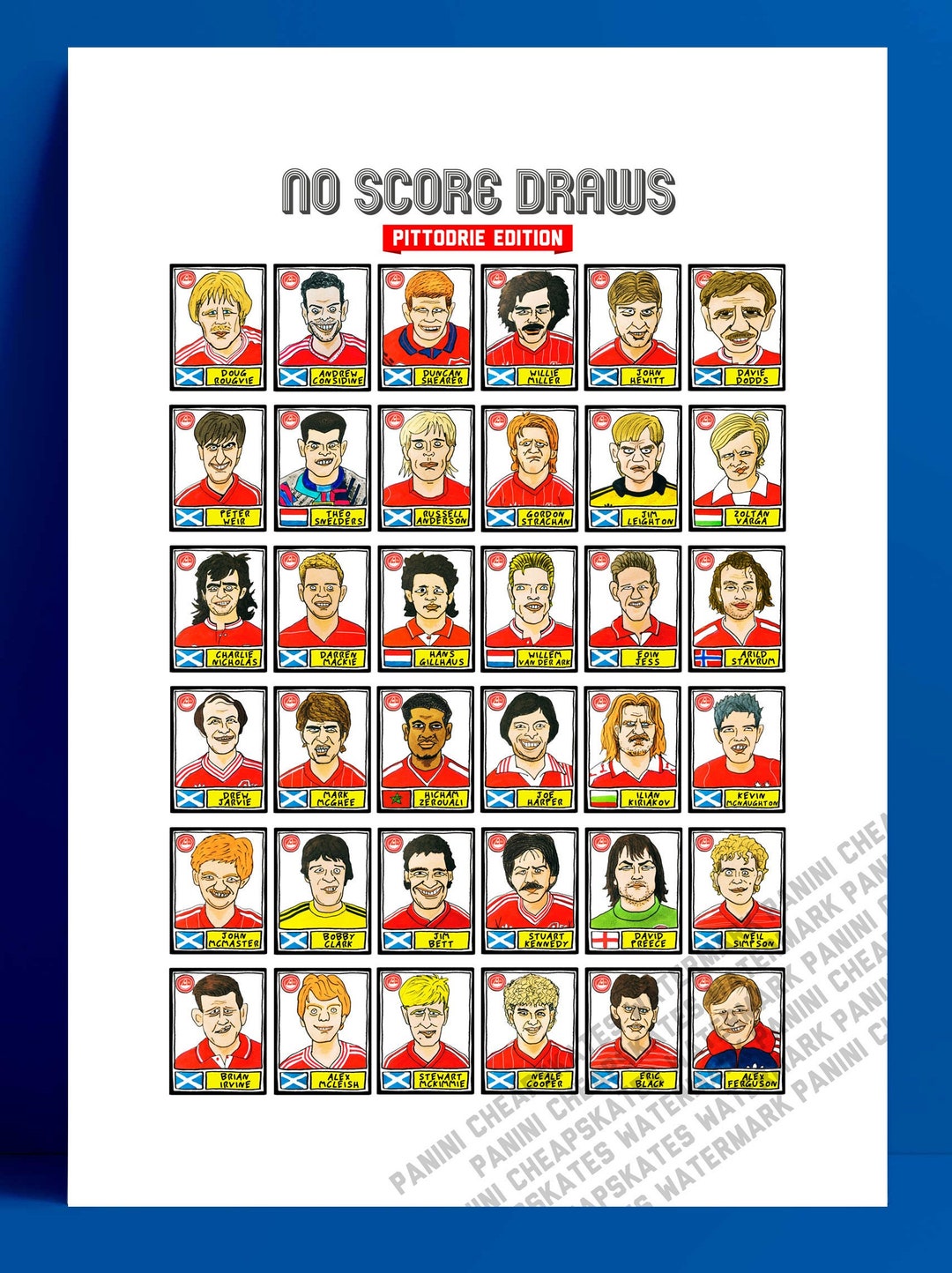 Aberdeen - No Score Draws Pittodrie Edition - A3 Print of 36 Hand-drawn ...