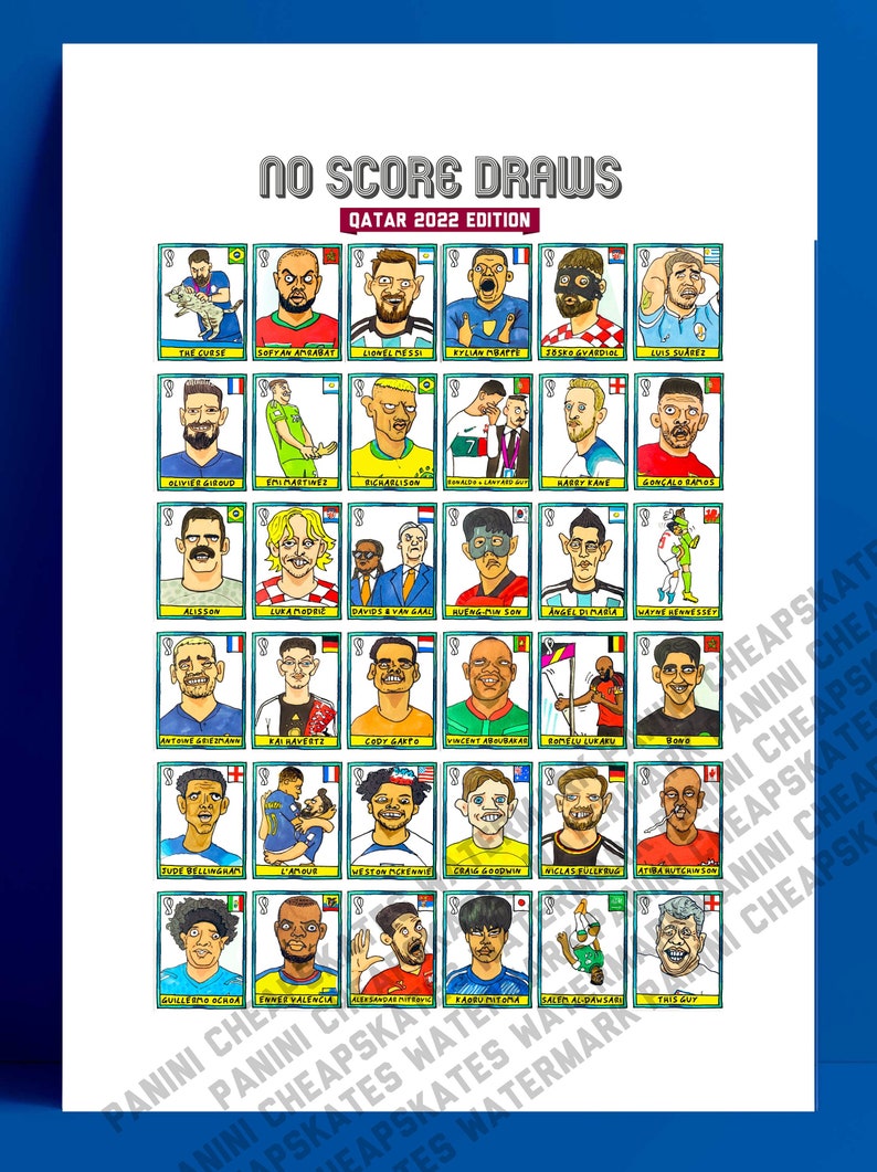 Qatar 2022 - No Score Draws World Cup 2022 Edition - A3 Print of 36 ...