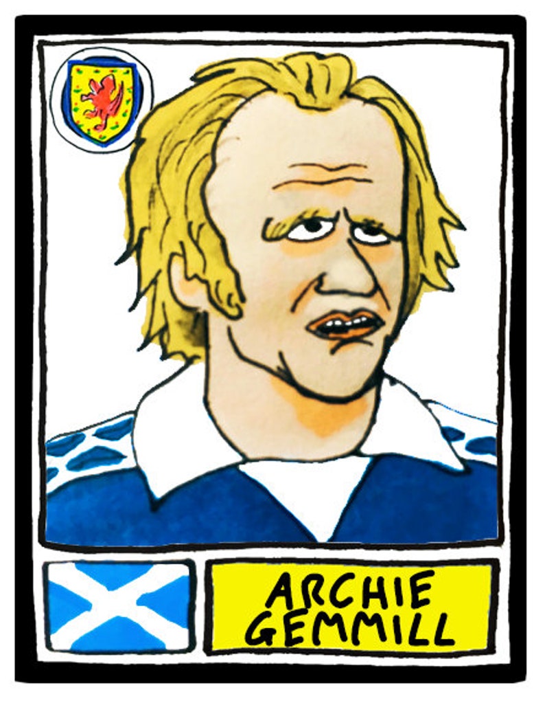 Scotland - No Score Draws Fitba Edition - A3 Print of 36 Hand-drawn ...