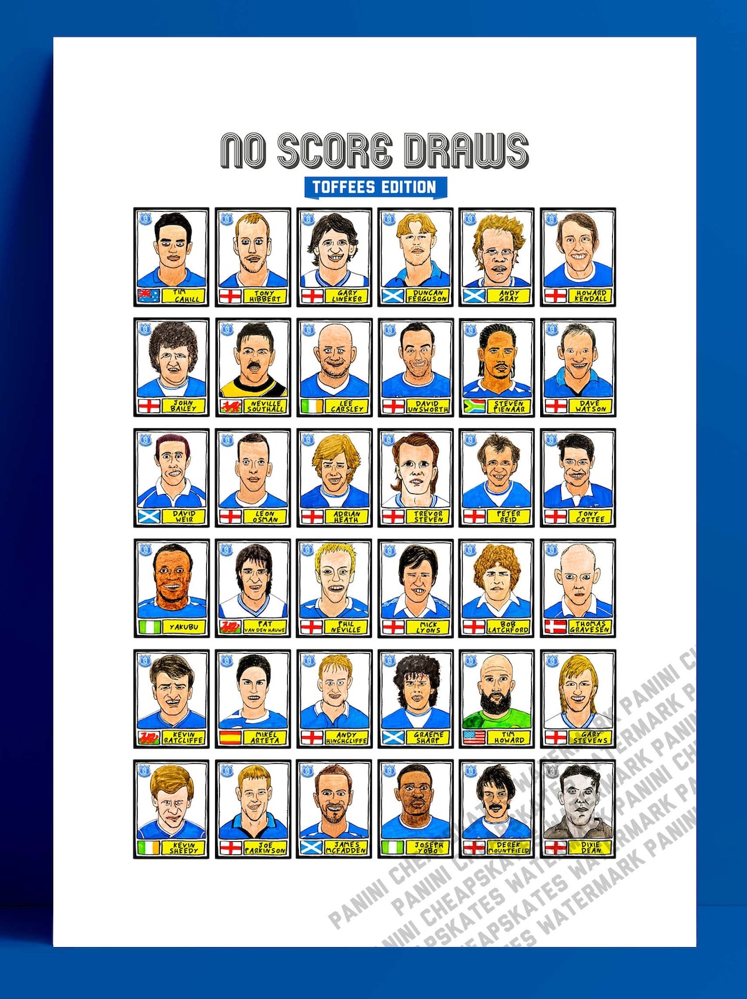 Everton - No Score Draws Toffees Edition - A3 Print of 36 Hand-drawn ...