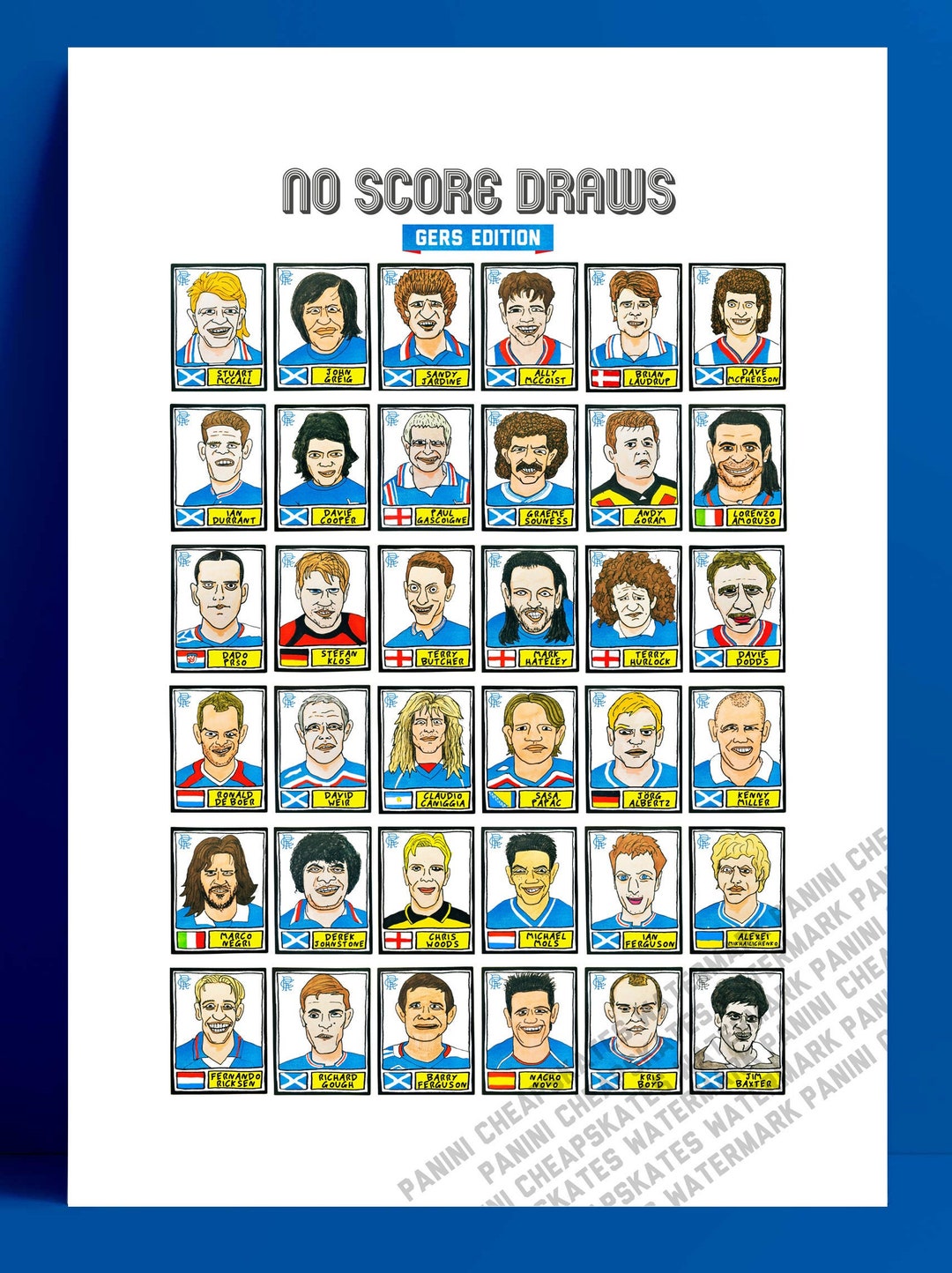 Rangers Volume 1 - No Score Draws Gers Edition - A3 Print of 36 Hand ...
