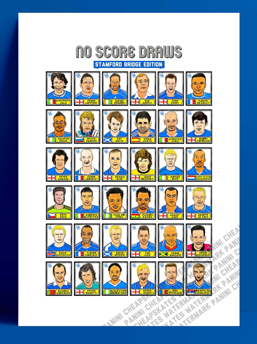 Chelsea - No Score Draws Stamford Bridge Edition - A3 Print of 36 Hand ...