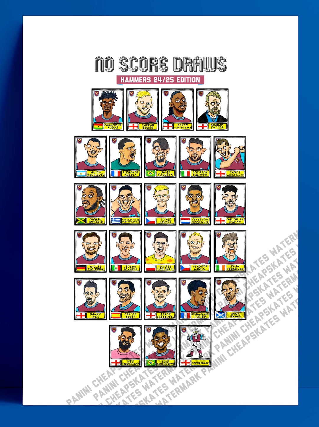 West Ham Vol 3 - No Score Draws Hammers 24/25 Edition - A3 Print of 24 ...