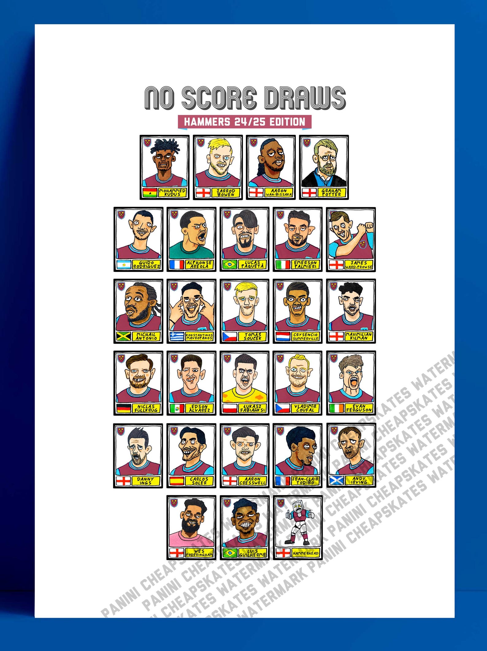 West Ham Vol 3 - No Score Draws Hammers 24/25 Edition - A3 Print of 24 ...