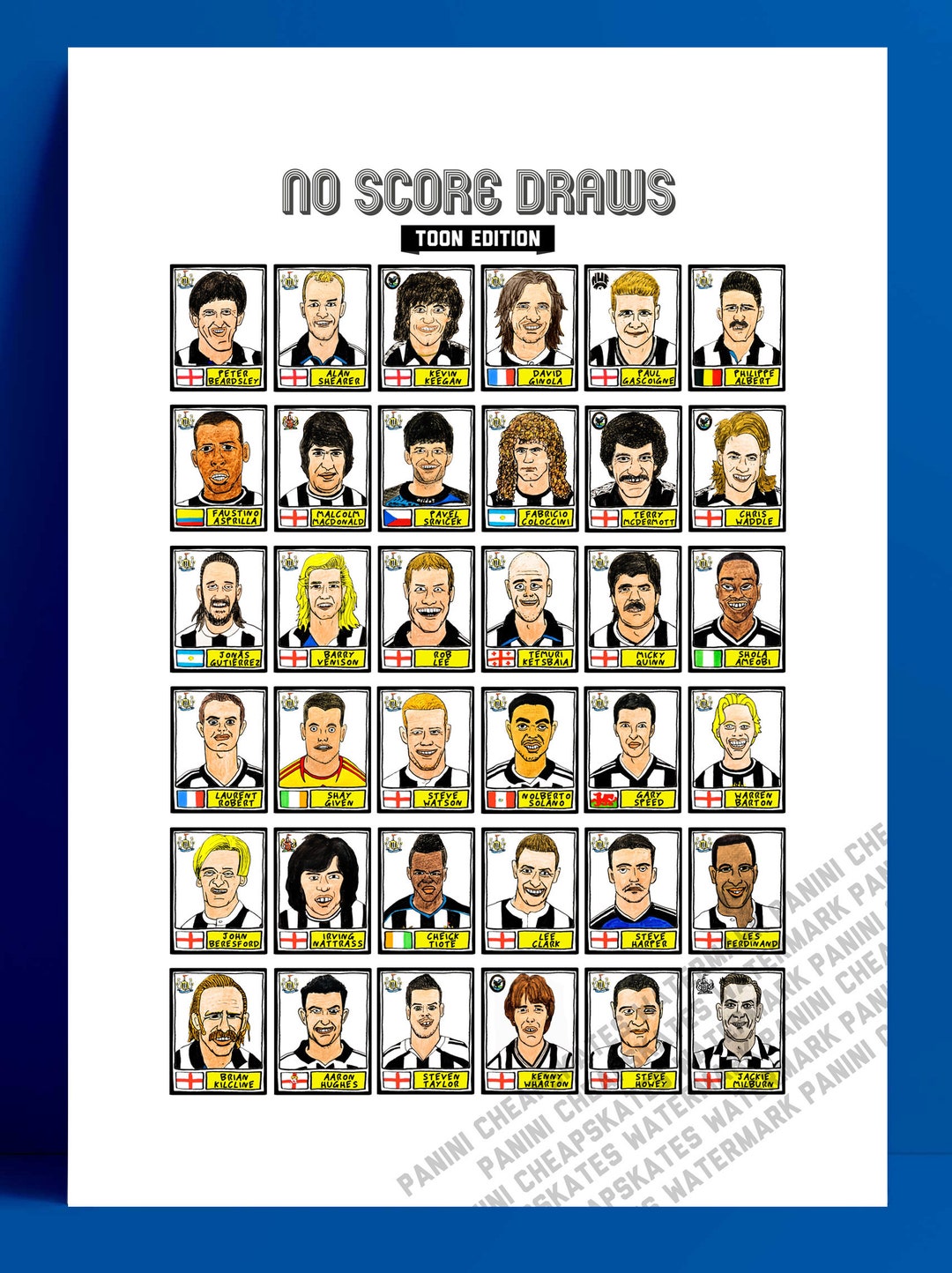 Newcastle United No Score Draws Toon Edition A3 Print of 36 Hand-drawn ...