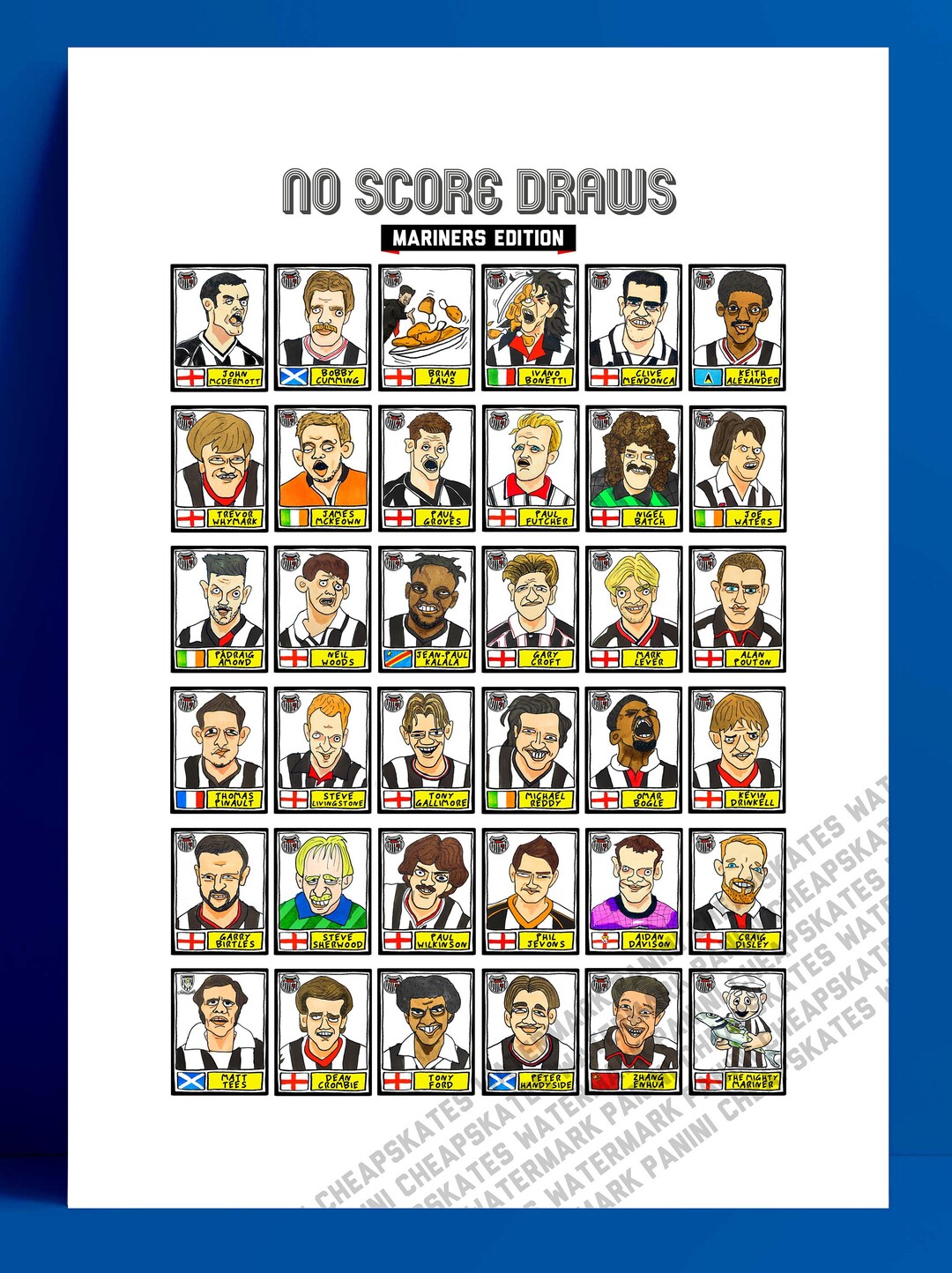 Grimsby Town - No Score Draws Mariners Edition - A3 Print of 36 Hand ...