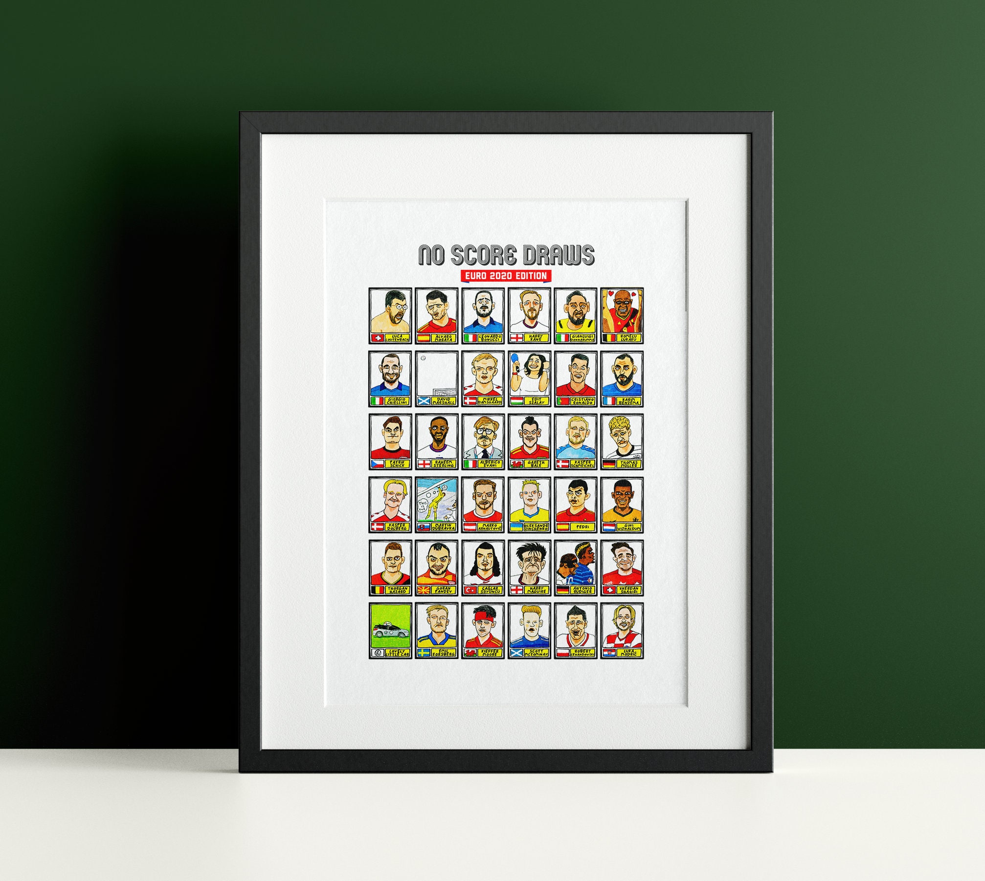 Euro 2020 - No Score Draws Euro 2020 Edition - A3 Print of 36 Wonky ...
