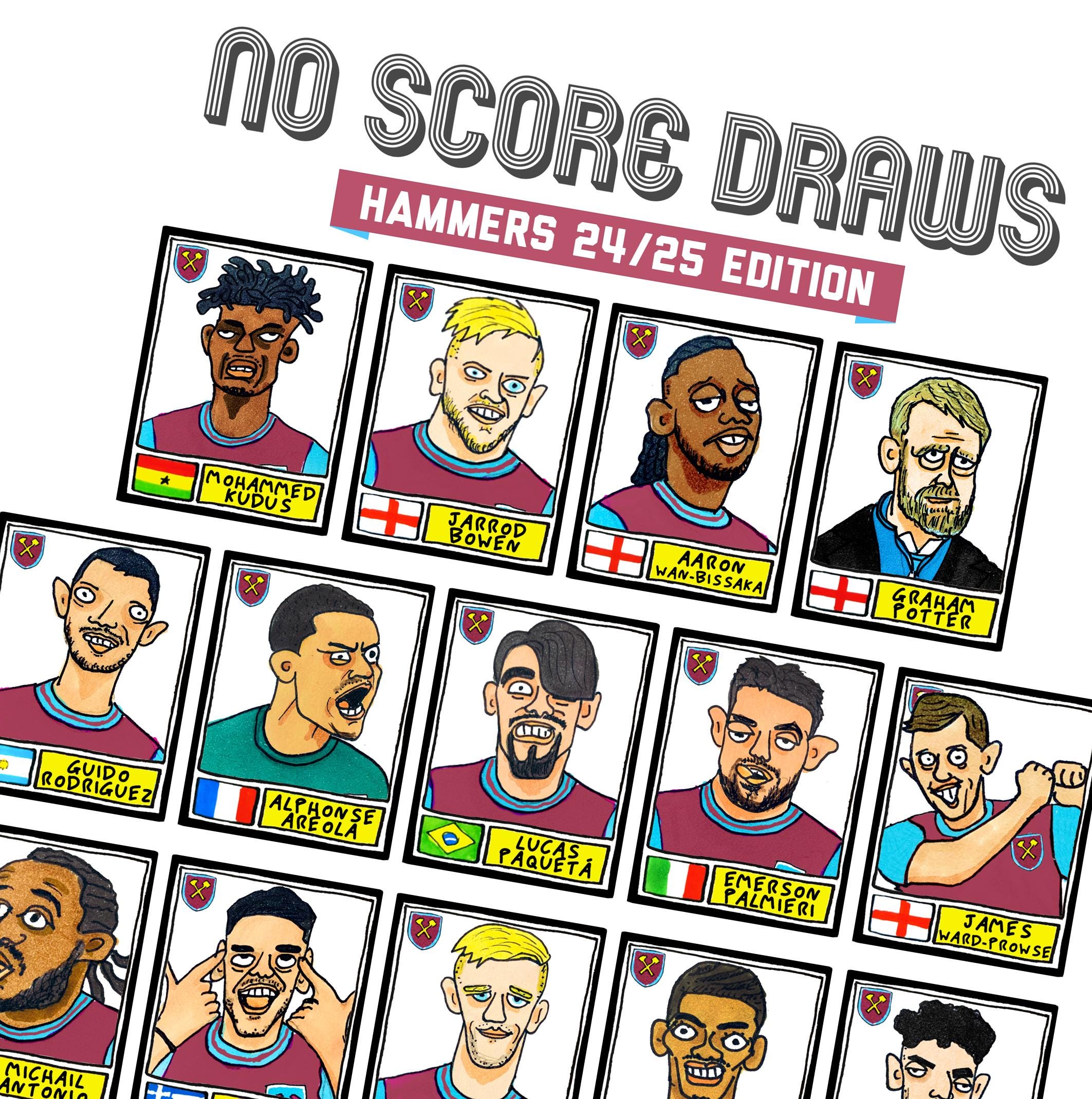 West Ham Vol 3 - No Score Draws Hammers 24/25 Edition - A3 Print of 24 ...