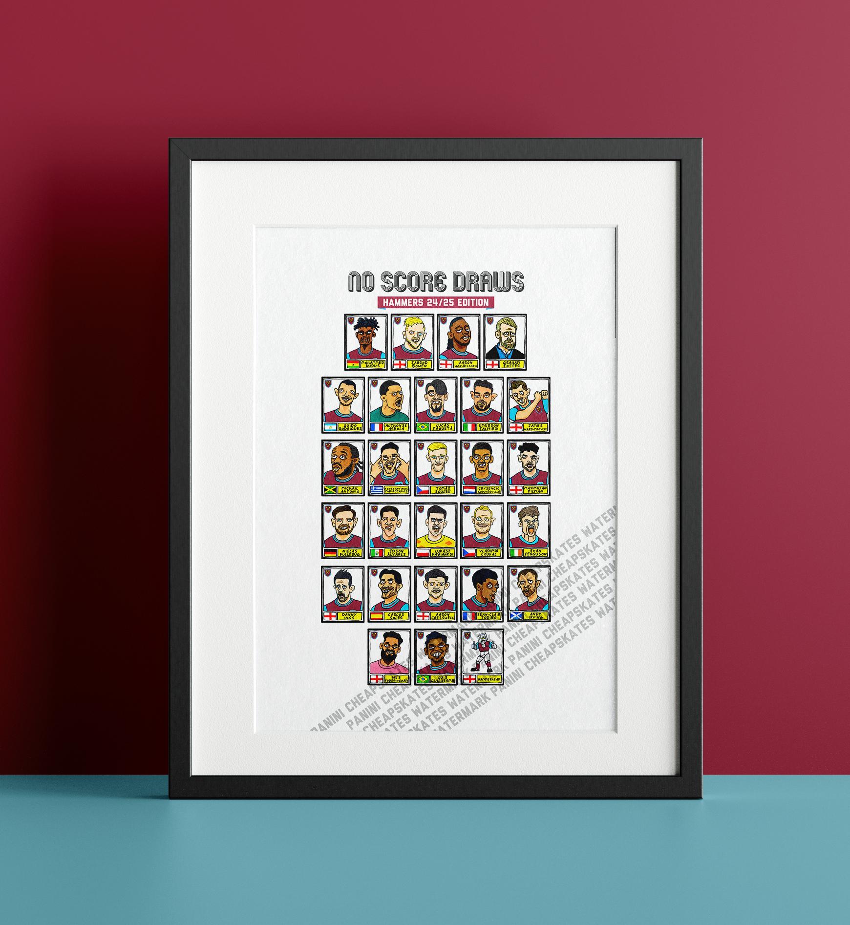 West Ham Vol 3 - No Score Draws Hammers 24/25 Edition - A3 Print of 24 ...