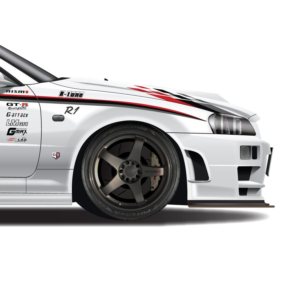 Nismo R-tune Skyline GT-R BNR34 Print GTR Poster Art Car - Etsy