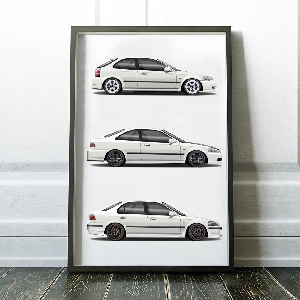 Civic EK Coupe Hatchback Sedan EK4 EK9 Generation Design - Etsy UK