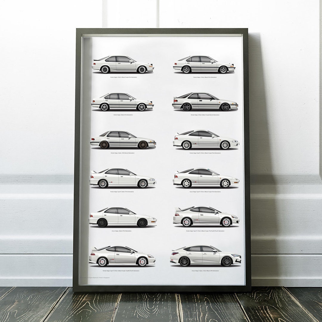 Honda Integra Generations Print: JDM Car Art Poster - Etsy