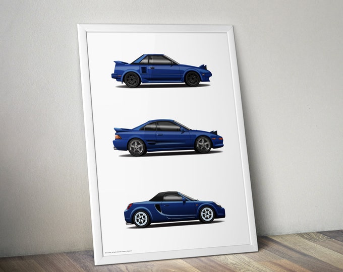 MR2 Generation Design Print, Art, Car Art, Japanese Sports Cars, MR2 ...