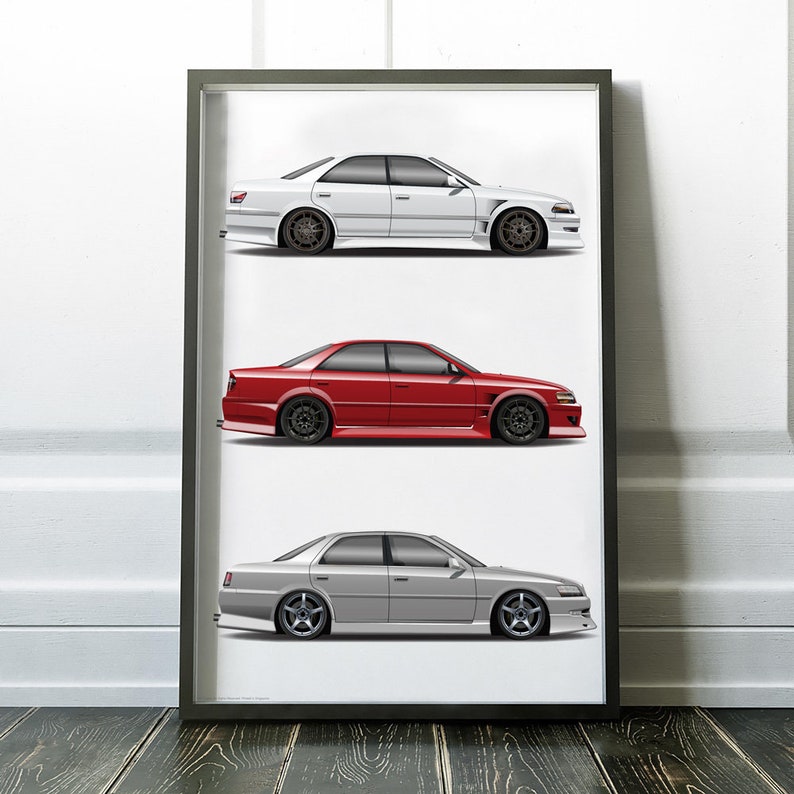 JZX100 Mark 2 Chaser and Cresta Design Print Toyota Poster | Etsy