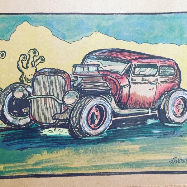Hot Rod Drawing - Etsy