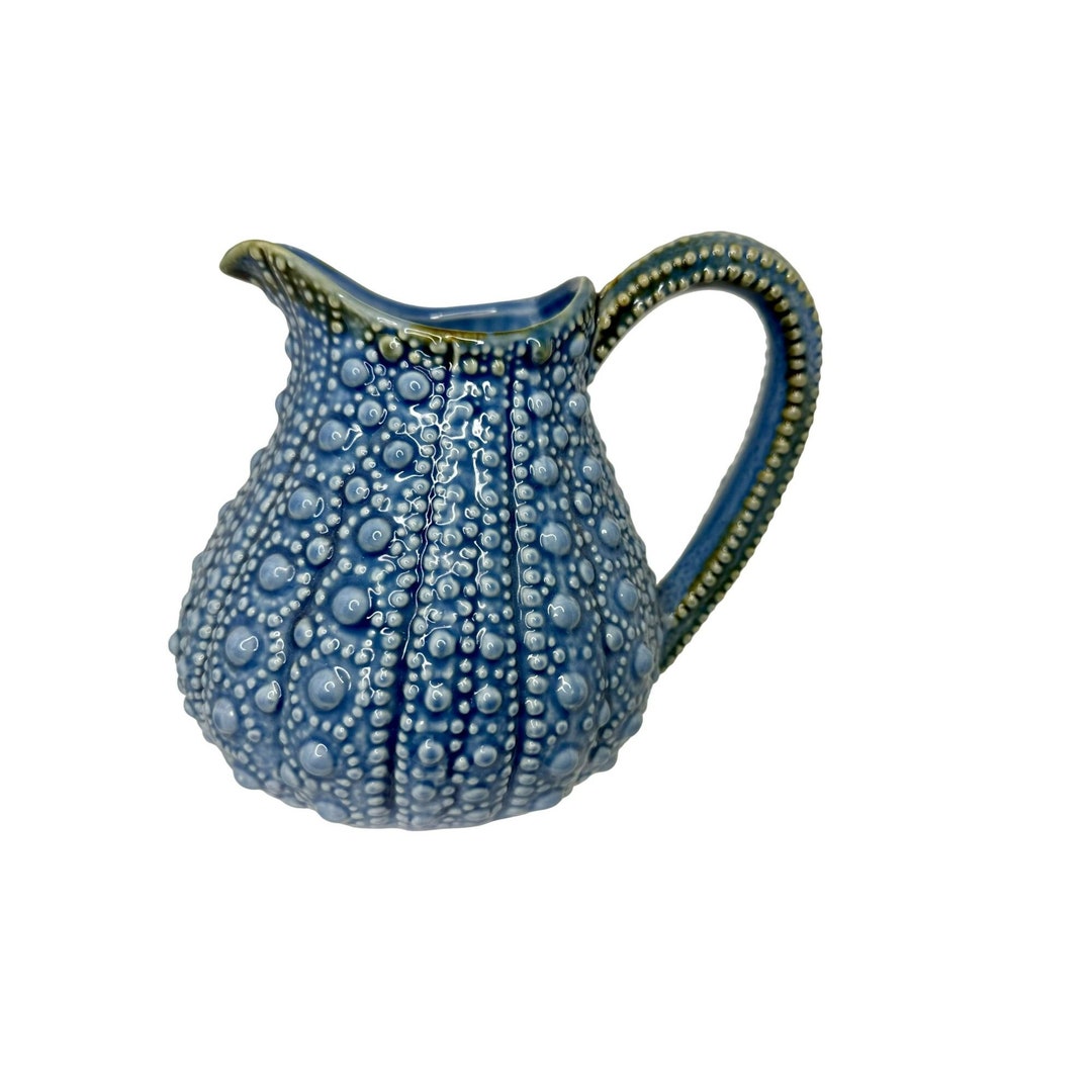 Hand Painted Blue Sea Urchin Design Pitcher Jug Light Blue Bumpy - Etsy