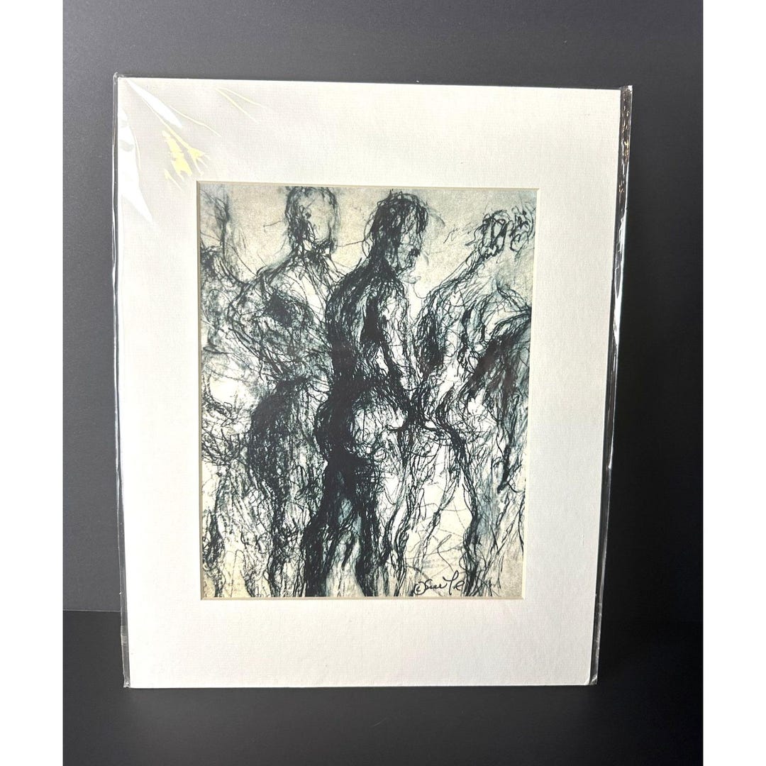 Abstract Human Form Art Print by Sue Ye - 11"x14" Matted - Black ...