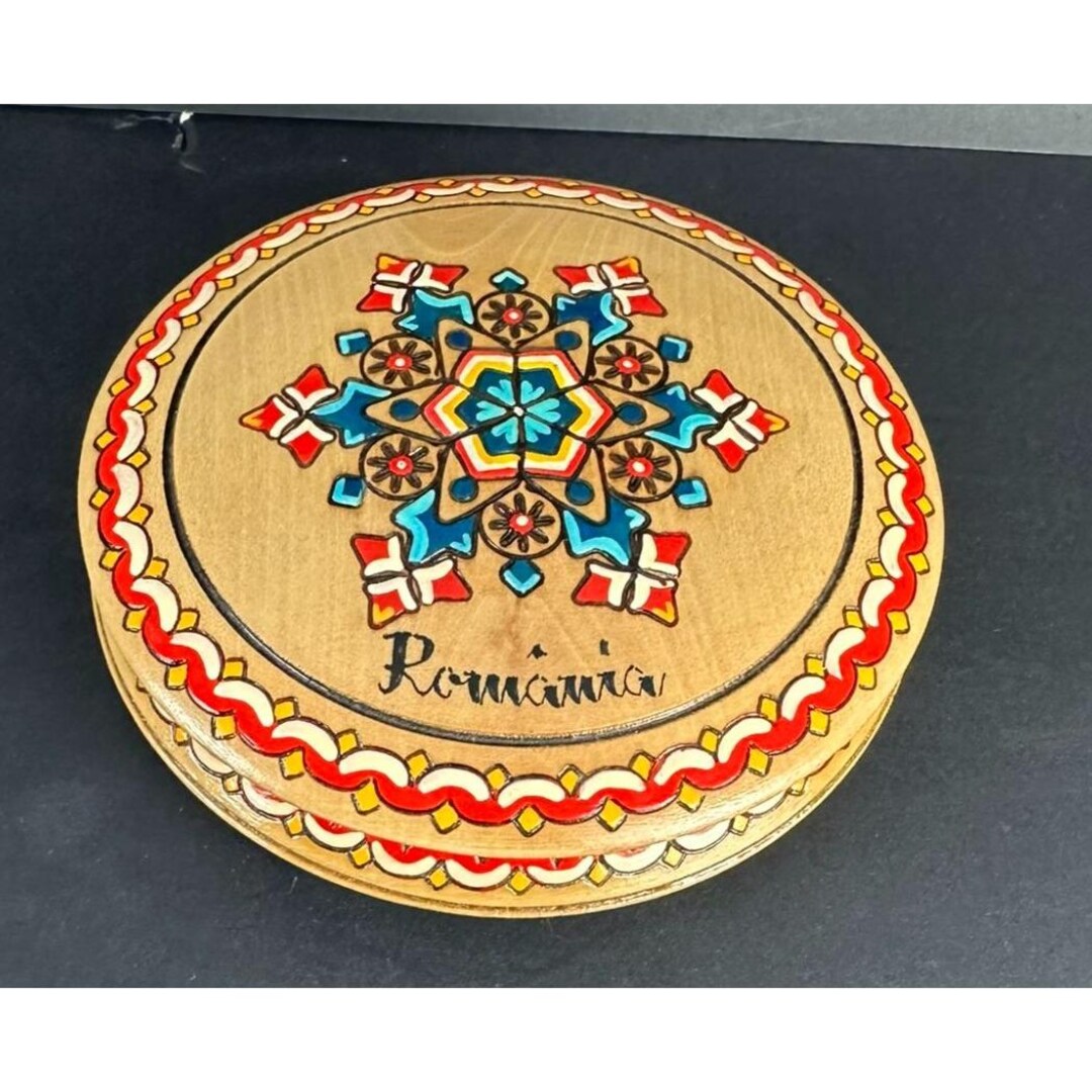 Vintage Romanian Hand-painted Wooden Box With Folk Art Design Souvenir ...