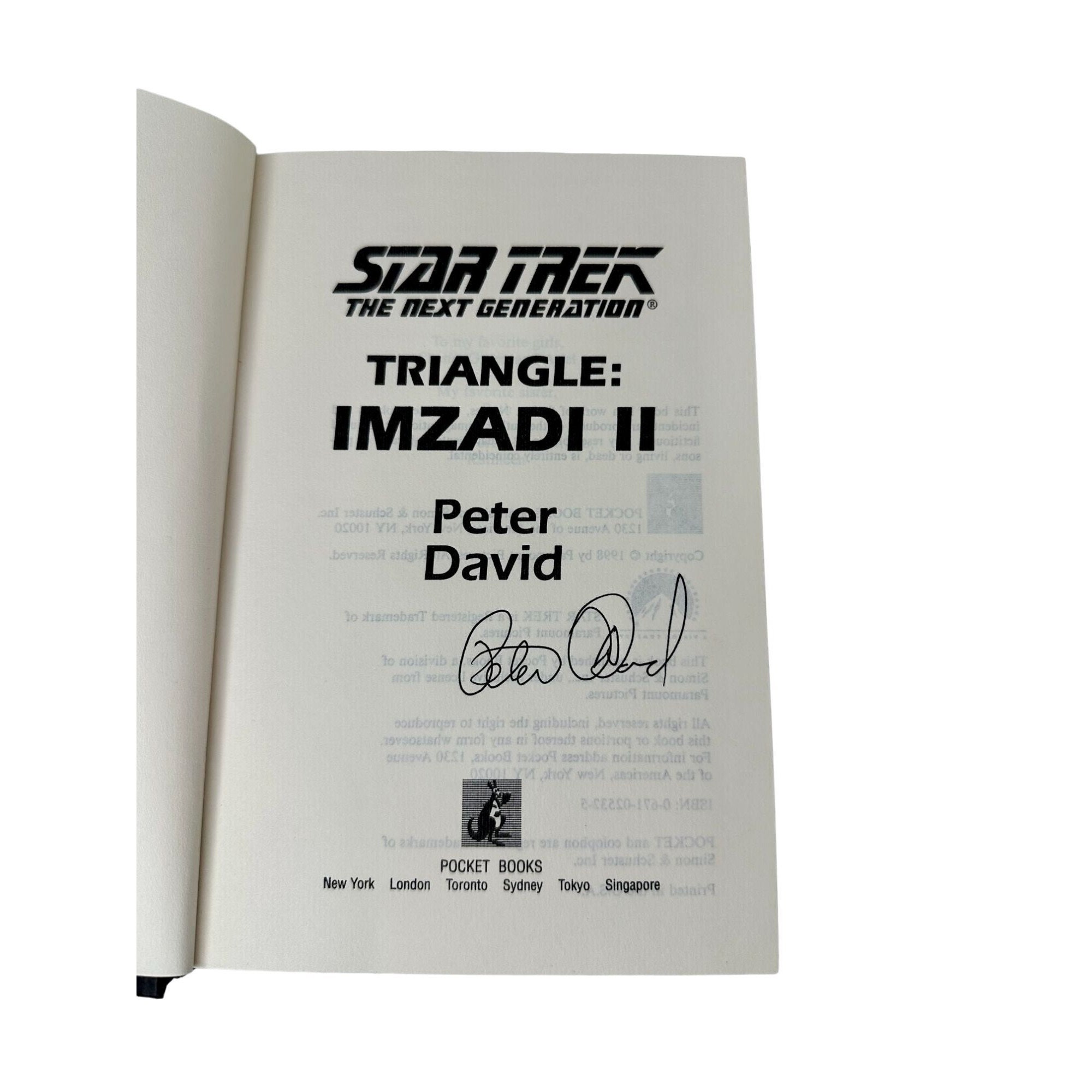 Star Trek the Next Generation Triangle Imzadi II by Peter David Signed ...