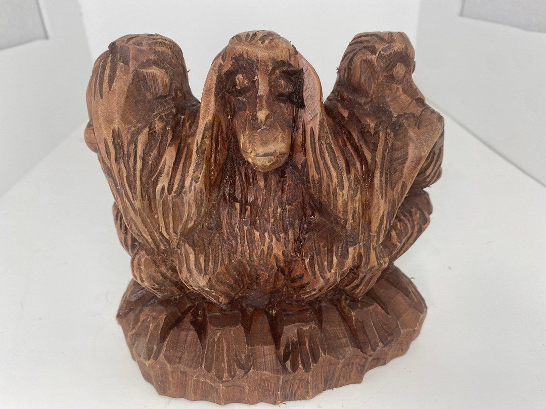 Antique/vintage Hand-carved Wood Monkeys See No Evil… - Etsy