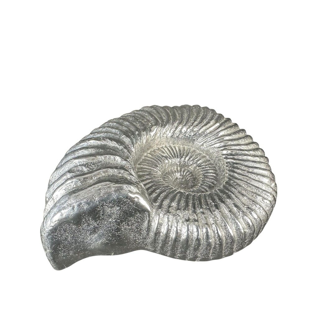 Large Decorative Ceramic Metallic Silver Ammonite Fossil Sculpture Home ...