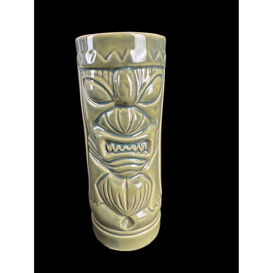 Vintage Orchids of Hawaii Green Pottery Hawaiian 6.5” High TIKI MUG ...