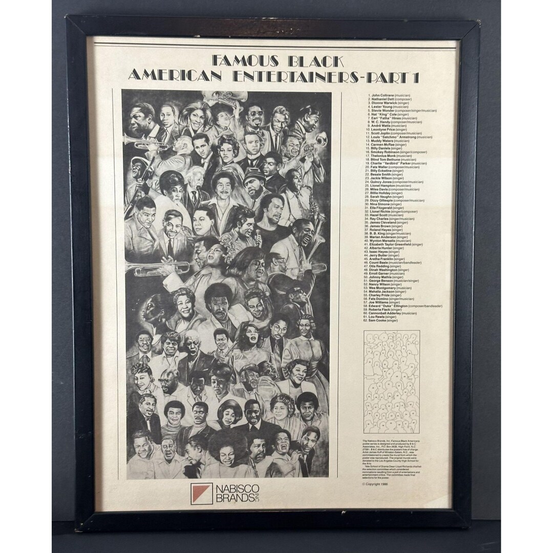 Famous Black American Entertainers Part 1 Framed Page Poster Nabisco ...
