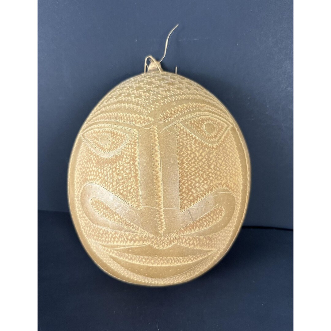 Handcrafted African Calabash Tribal Carved Gourd Wall Art With Face ...