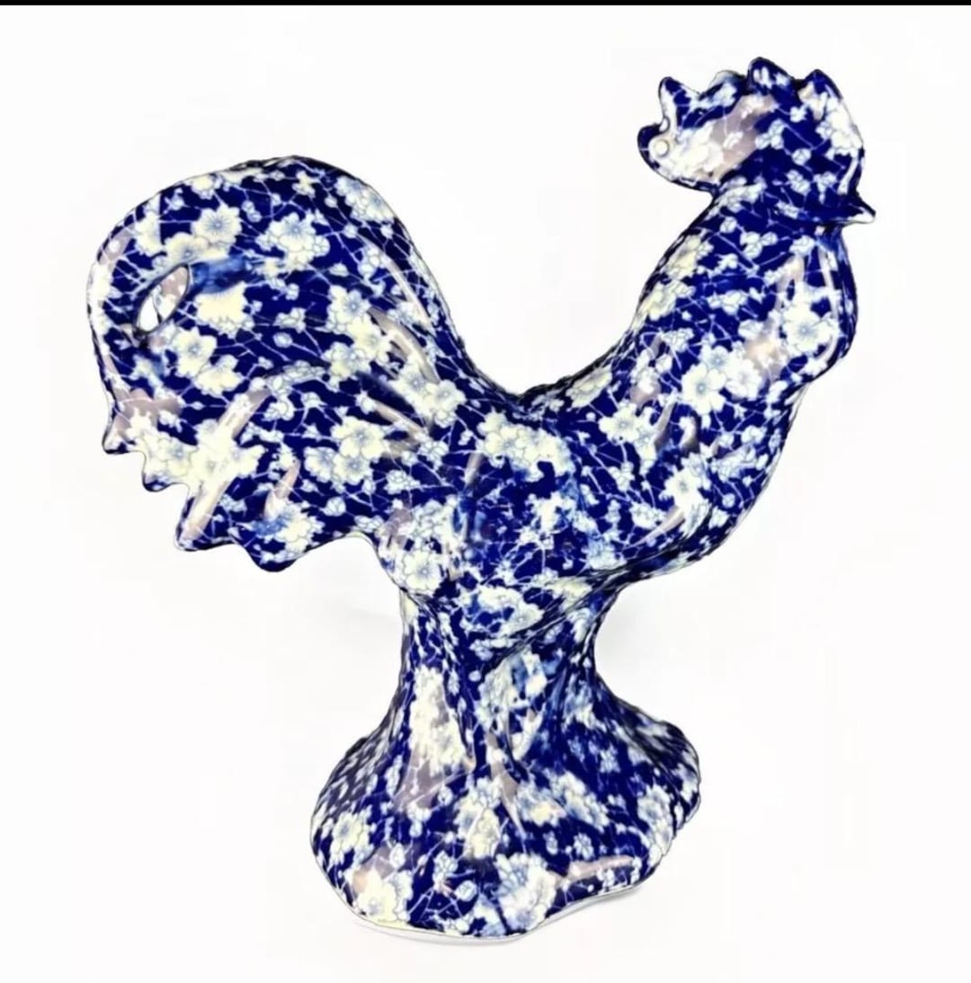 Vintage Victoria Ware Ironstone Blue White Chintz Calico Large Rooster ...