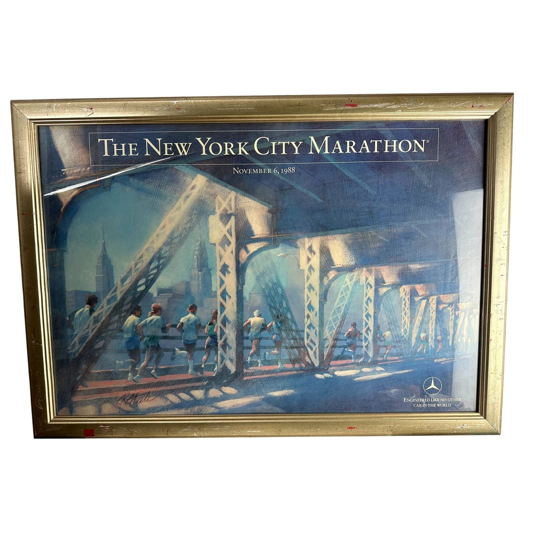 VTG Large NYC Marathon Poster R. Steele Mercedes Benz Running New York ...