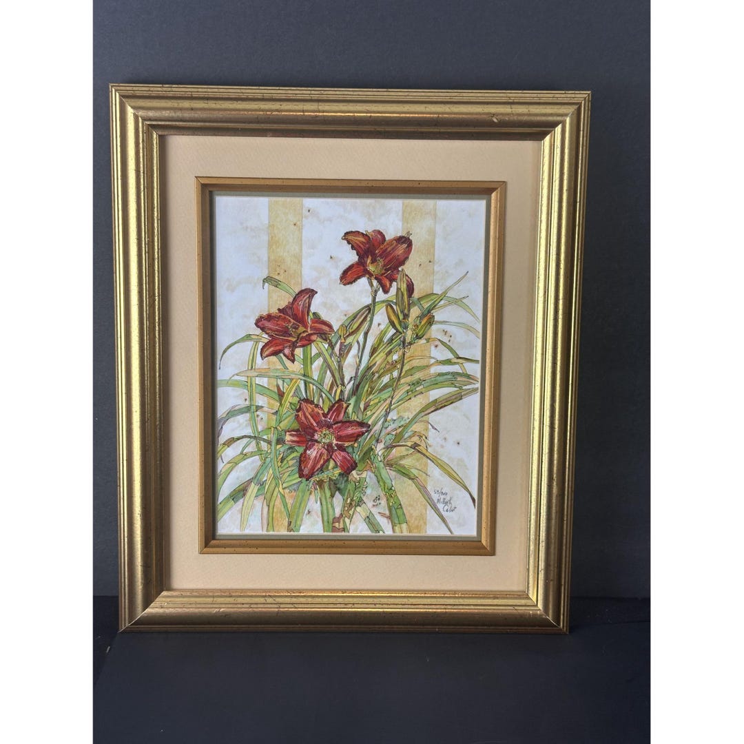 Mary Booth Cabot Signed Framed Limited Print 53/300 Red Lilies - Etsy