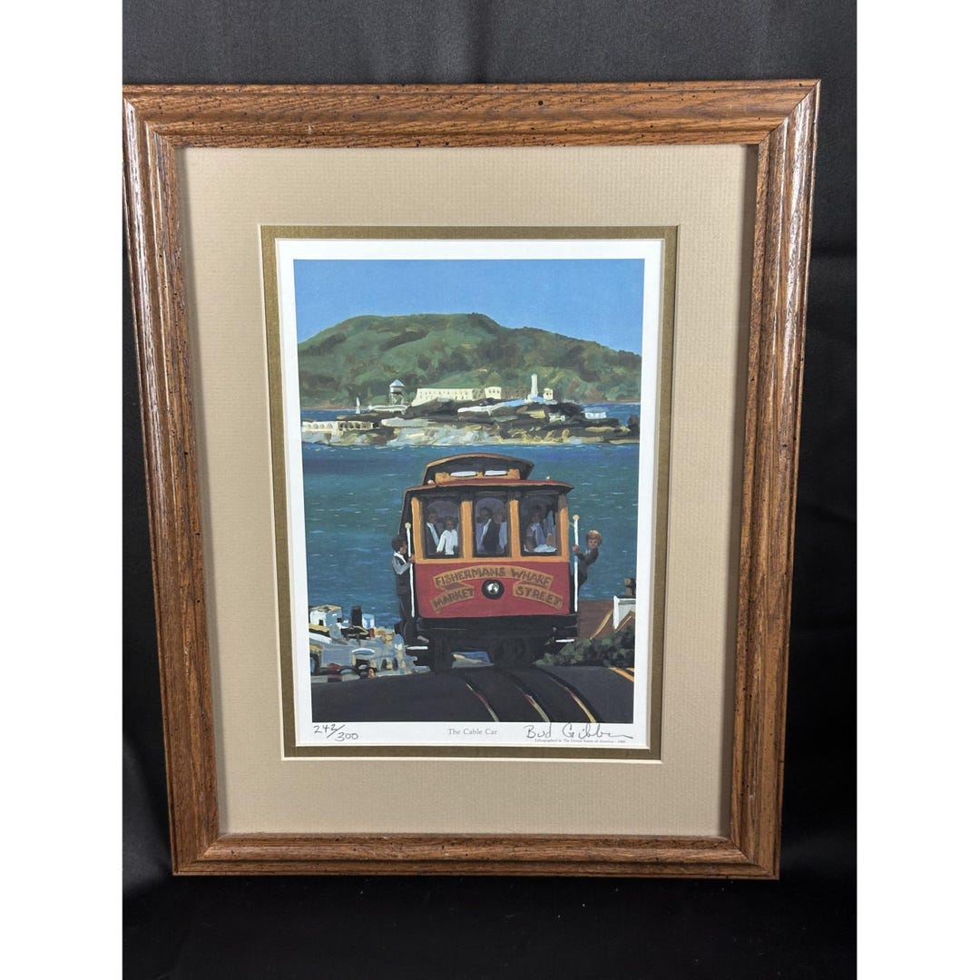 Framed Bud Gibbons "the Cable Car" Lithograph Signed Limited Print ...