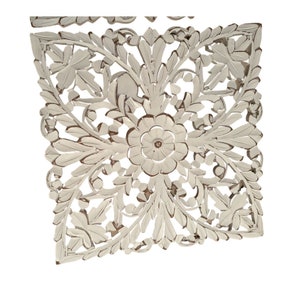 Pair of Brewster White Wood Cut Out Square Ornate Wall Decor Farmhouse ...