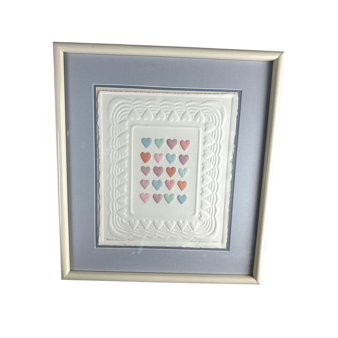 VTG Jane Billman Embossed Art Signed & Numbered 40/100 Heart Samples ...