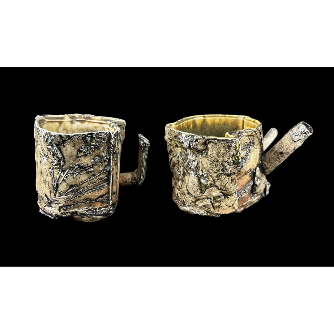 Handcrafted Artistic Ceramic Tree-inspired Mugs Textured Nature Design ...