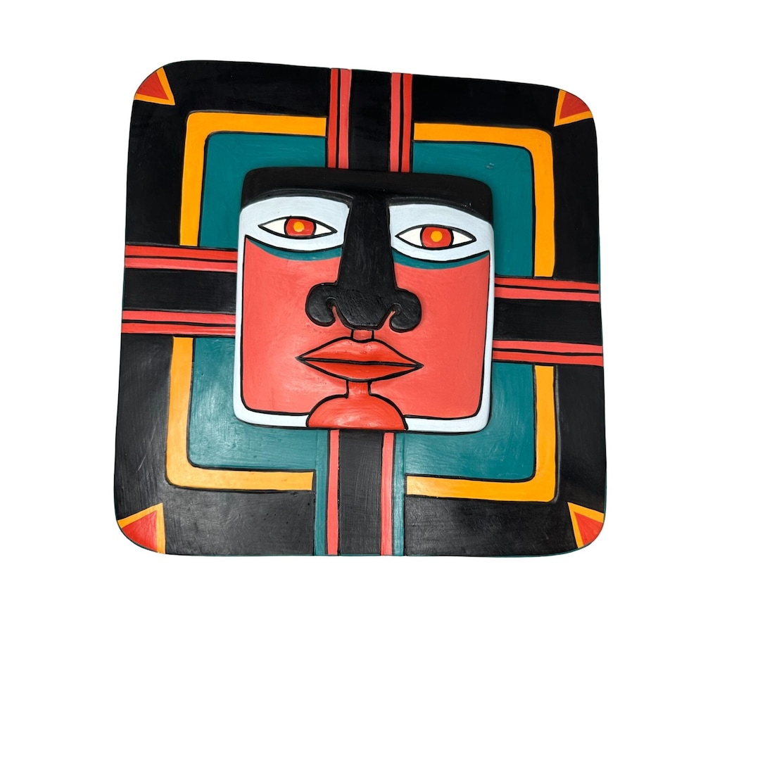 Vintage Laurel Burch Tribal Aztec Mayan Mask Wood Wall Hanging Face ...