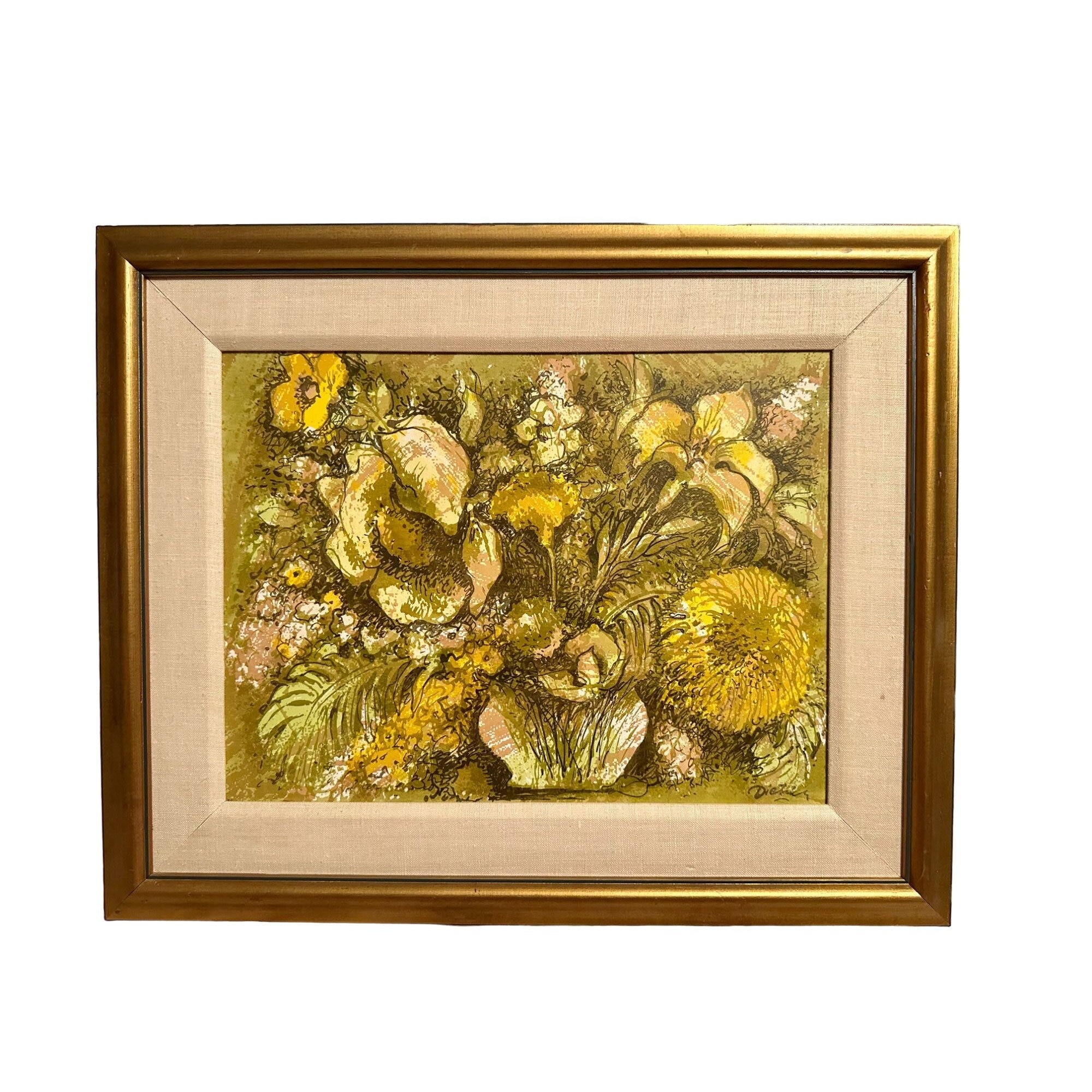 Vintage Pair of Large Serigraph Art by Dietrich Grunewald Mid Century ...